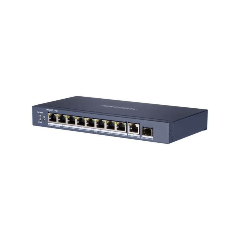 HikVision 8-Port GbE RJ45 PoE (110W) 1GbE RJ45 1G SFP Unamanged Switch ...